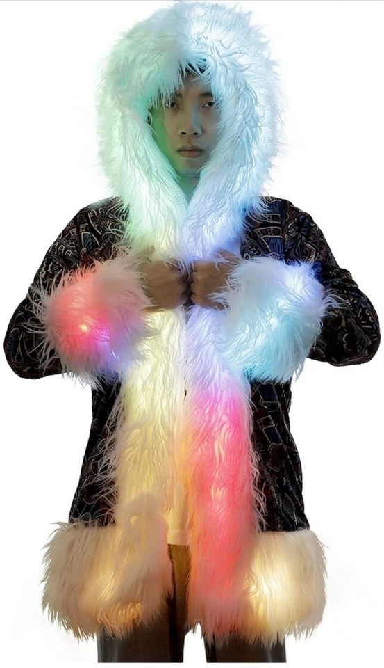 LED Light Fur Coat – LED Clothing Cloak Rave Clothes for Women SIZE S ...