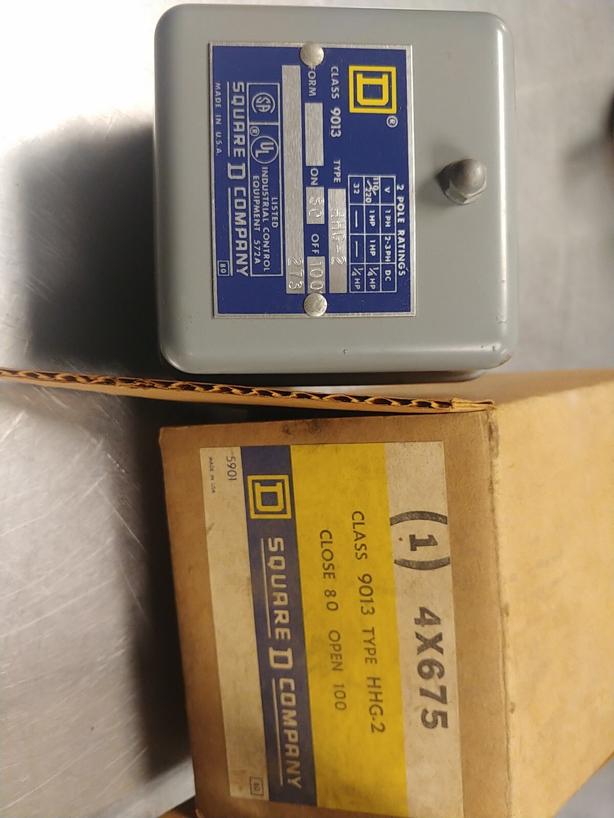 Square D Co. class 9013 Pressure Switch type HHG-2 Form On 80 Off 100 ...