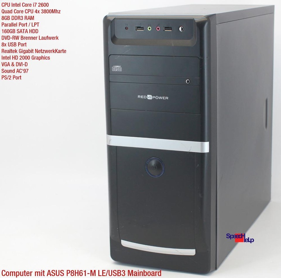 ASUS P8H61-M Le / USB3 Intel Core i7 2600 Computadora PC Windows XP Puerto Lpt | eBay