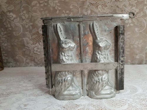 Antique Rabbit Chocolate Mold Hinged Standing | eBay