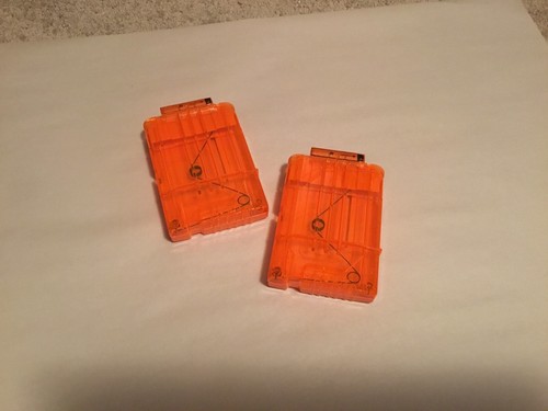 2 NERF gun translucent 6 shot Dart Ammo Magazine Clip clips mags ...