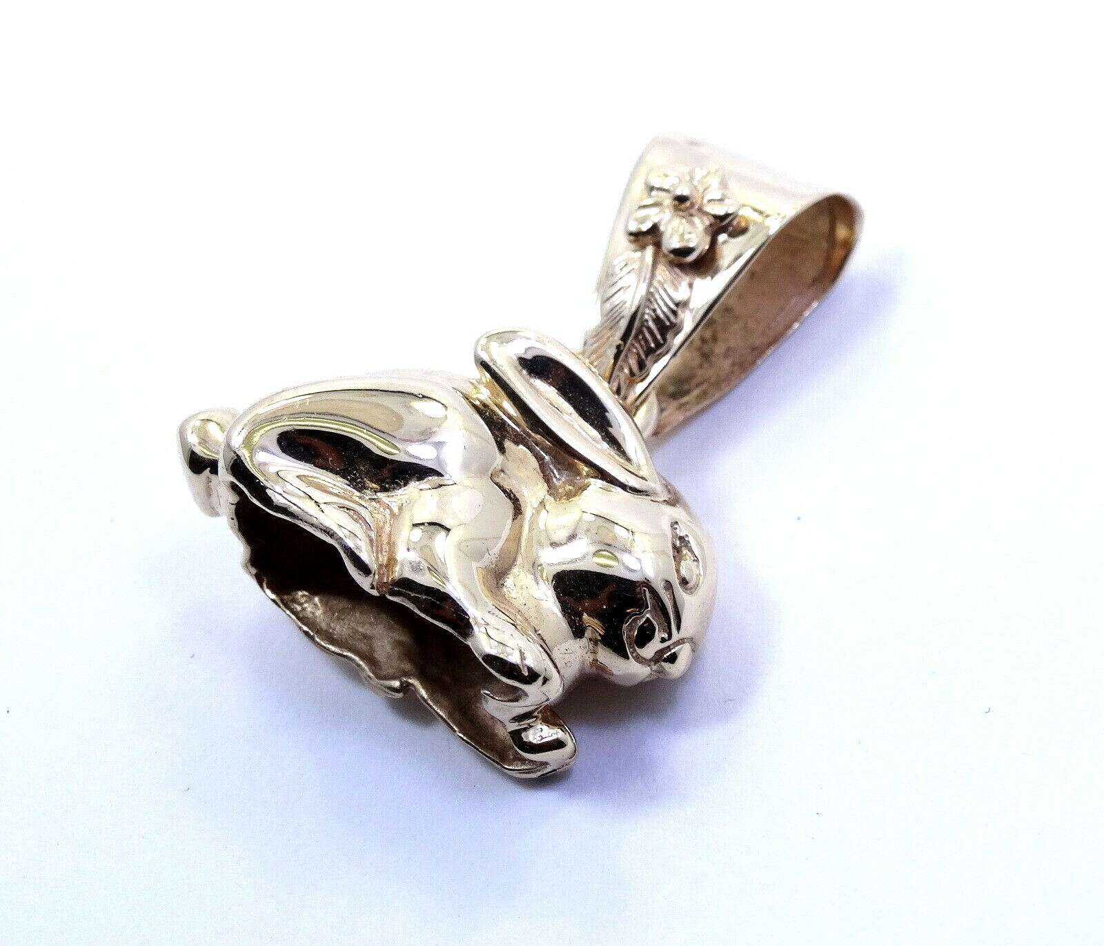 Vintage Unsigned CAROL FELLEY 3D BUNNY Rabbit 14K Yellow Gold HEAVY ...