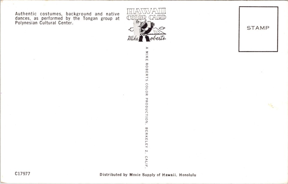 Tongan Dancers Polynesian Cultural Center Hawaii HI Unused Vintage ...