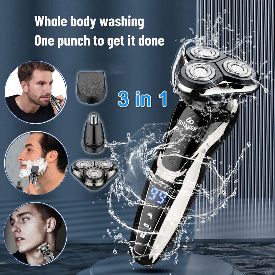 Men Electric Shaver Beard Shaving USB Rechargeable Wet/Dry Trimmer ...