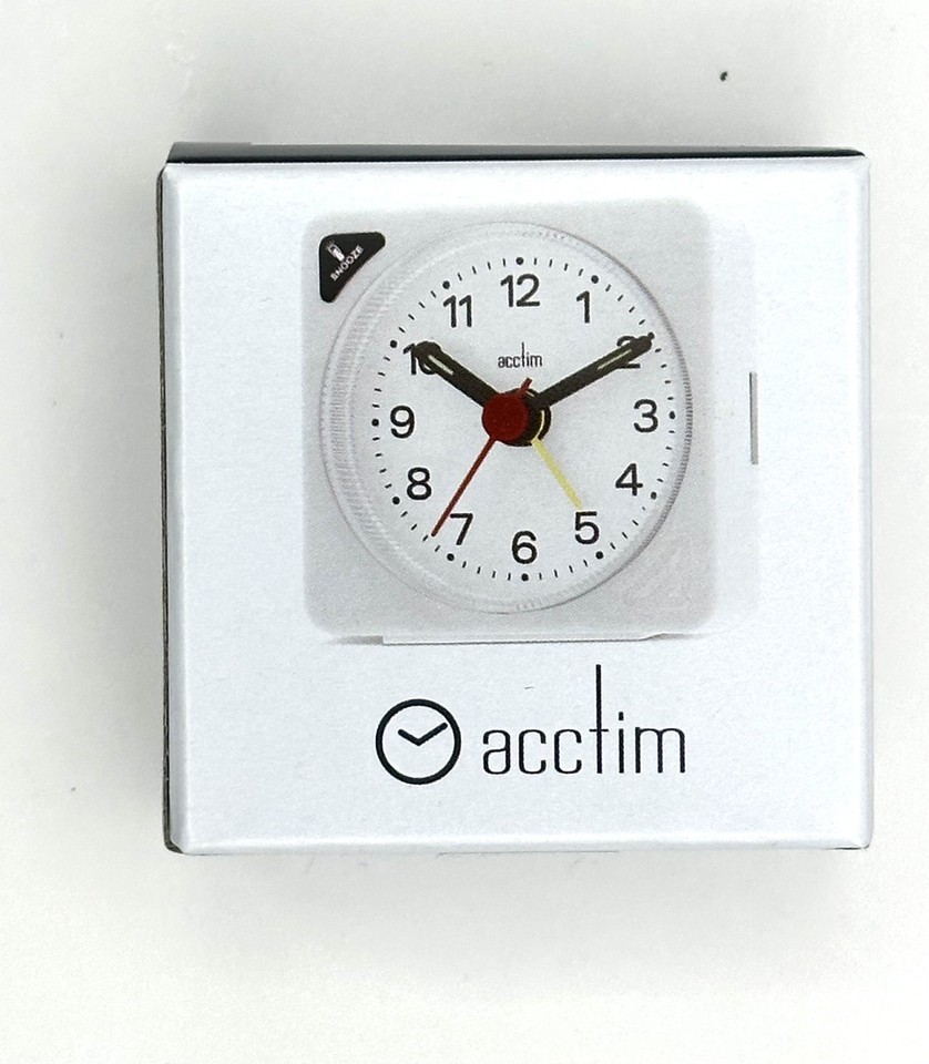 Travel Alarm Clock ACCTIM Ingot White Clock Crescendo Luminous Hand ...