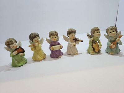 Vintage Ceramic Angel Figurines Set Of 6 Playing Musical Instruments | eBay