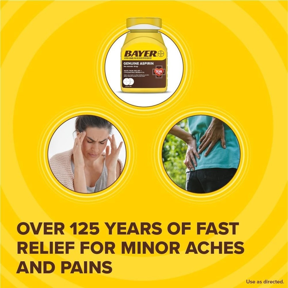 NEW Bayer Genuine Aspirin 325mg Coated Tablets – 300 Count Bottle Pain ...