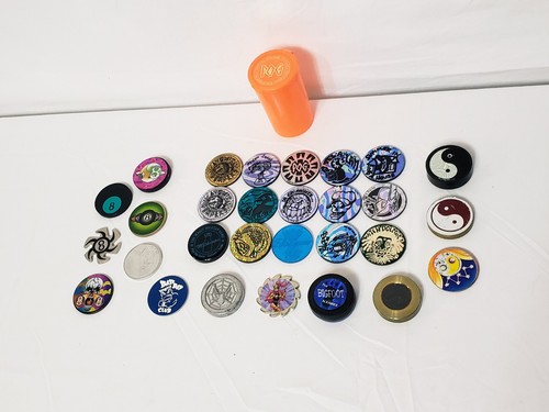 Lot of 29 SLAMMER POGS SUPER 8 BALL, BAD BOYS, YING YANG, HOLO T-REX ...