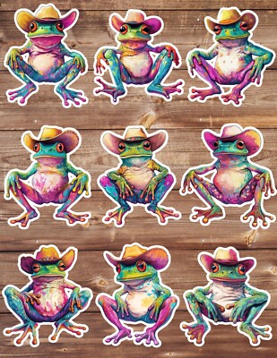 Pop Art Western Frog Vinyl Stickers Set Scrapbooking Laptop Water ...