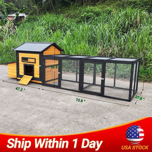 Outdoor 118'' Wooden Chicken Coop Nest Box Hen House Poultry Pet Hutch ...