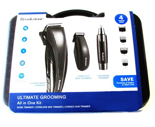 Brookstone Ultimate Grooming All In One Kit ~Hair/Nose Cordless Trimmer ...