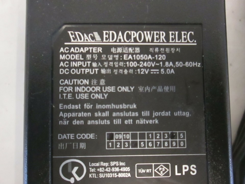 EDAC Power, Power Adapter with Cord EA1050A-120, Used | eBay