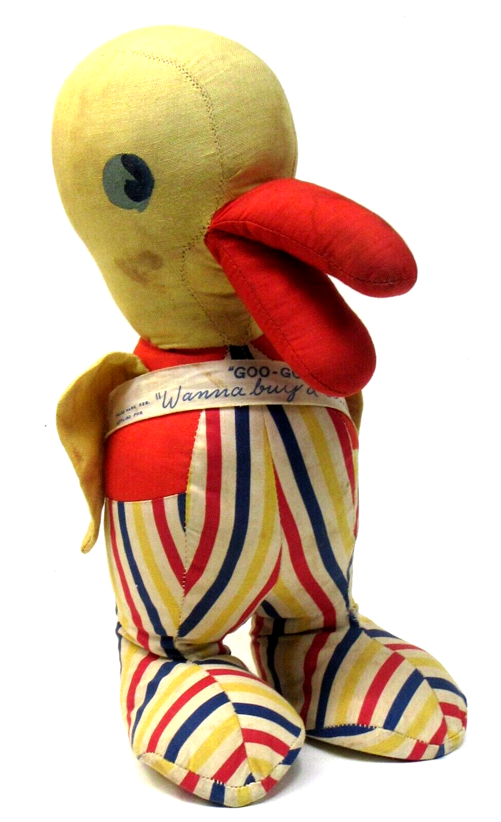 rare ca. 1934 Joe Penner's GOO GOO DUCK "Wanna Buy a Duck" stuffed doll ...