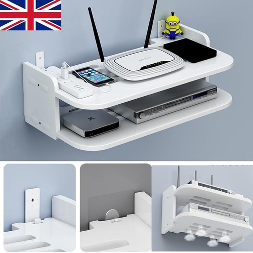 2 Tier Floating Wall Mount Shelf For TV Media DVD Player Sky Box Game ...