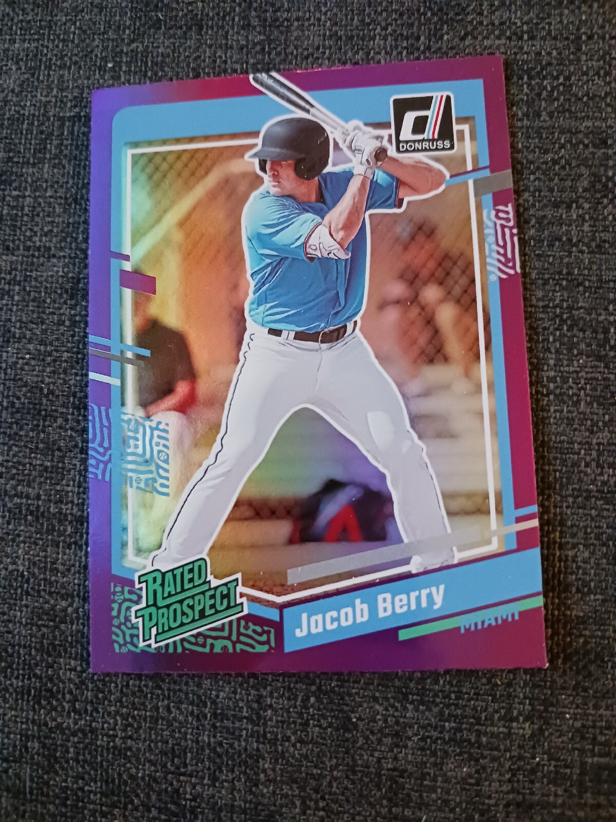 2023 Donruss Purple Holo JACOB BERRY Rated Prospect #52 - Miami Marlins ...