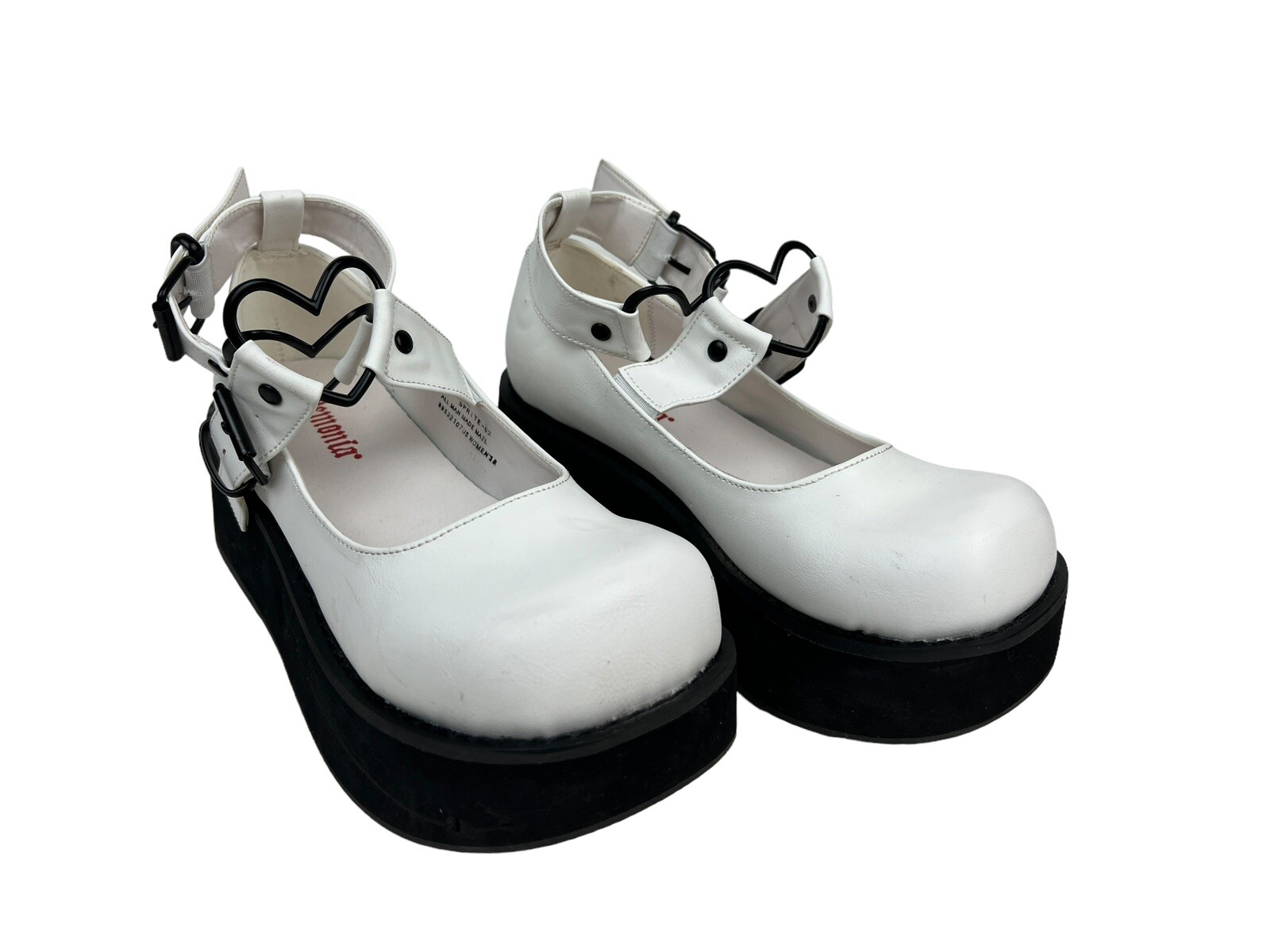 Demonia Women’s Sprite 2 White Platform Heart Mary Ja… - Gem