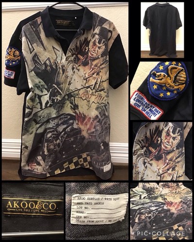 Akoo Polo Shirt Men 2XL Tuskegee Red Tail Angels 99th Squadron Patches ...
