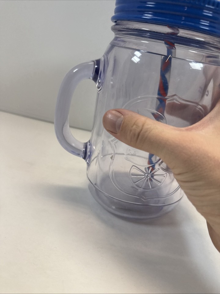 Aladdin Plastic Mason Jar Blue Travel Mug Straw Lid Tumbler Insulated ...