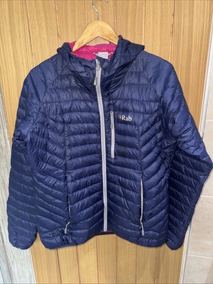 Ladies Rab Microlight Alpine Down Pertex Jacket Navy And Pink Size UK ...