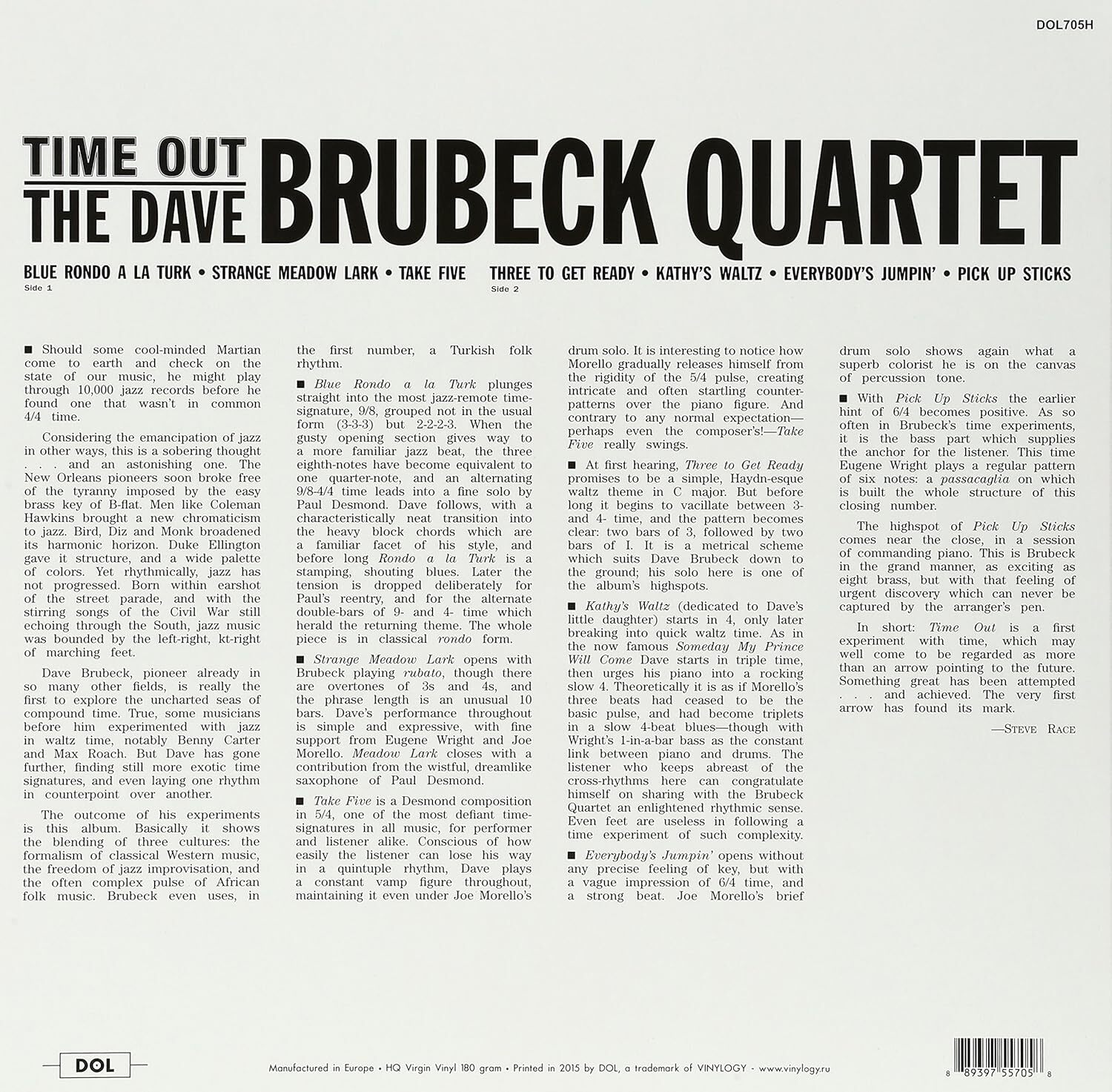 Time Out by Dave Brubeck Quartet (Record, 2015) for sale online | eBay