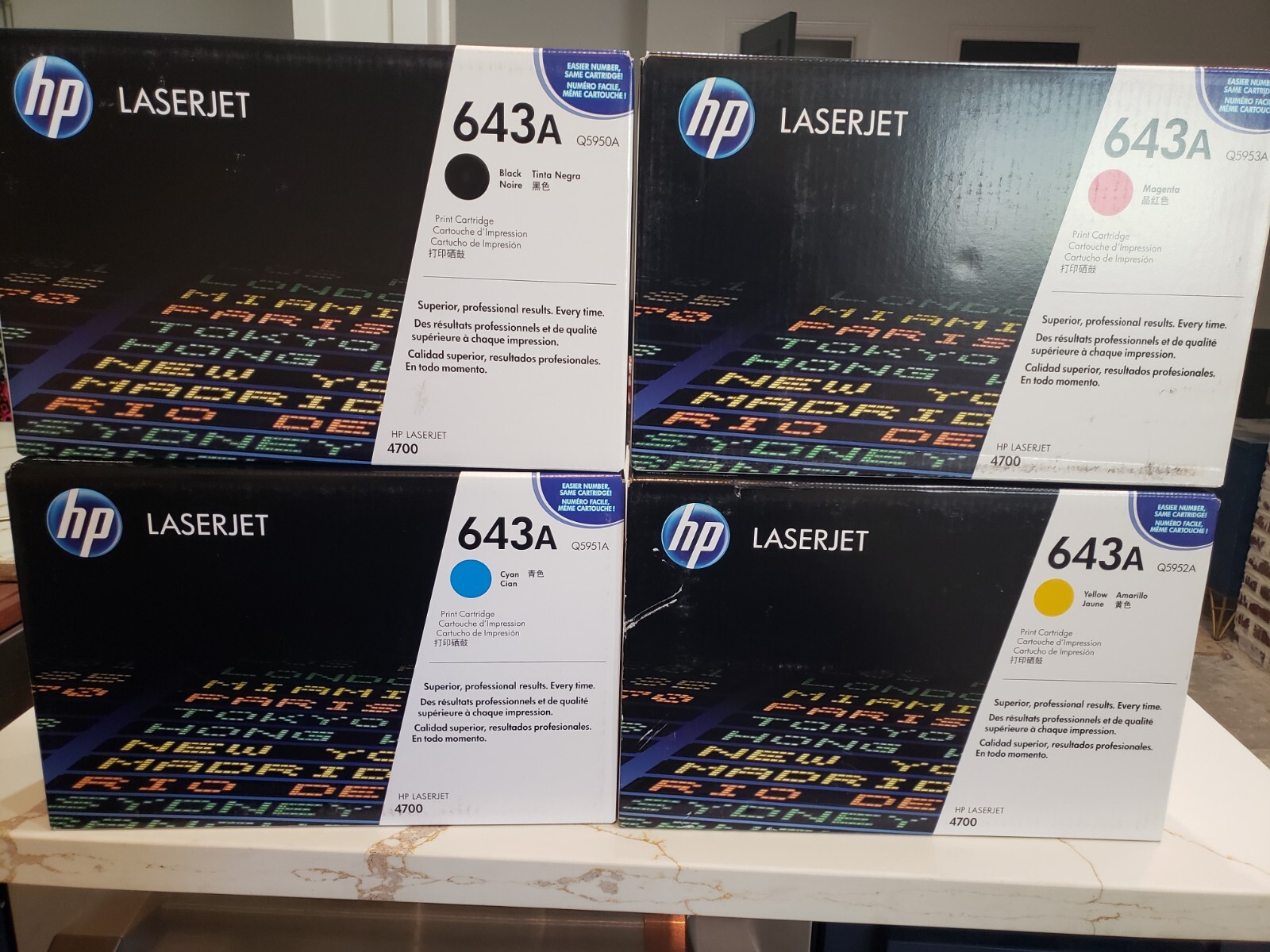 Lot of 4 HP Laserjet 4700 643A Q5950A Q5951A Q5952A Q5953A Toner ...