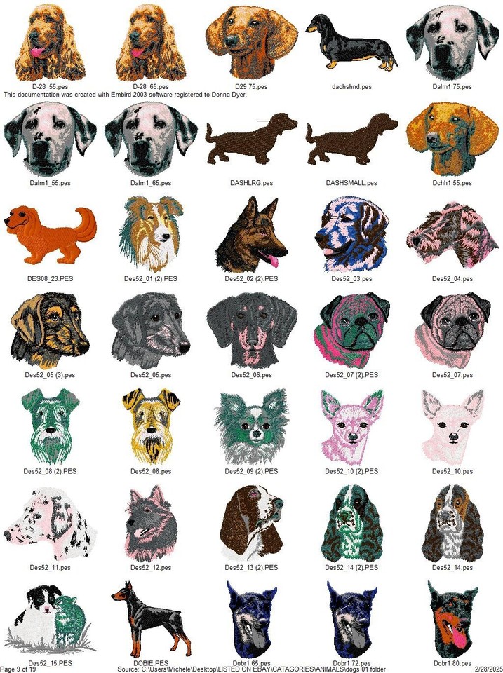 644 DOGS EMBROIDERY MACHINE DESIGNS COLLECTION PES USB DRIVE | eBay