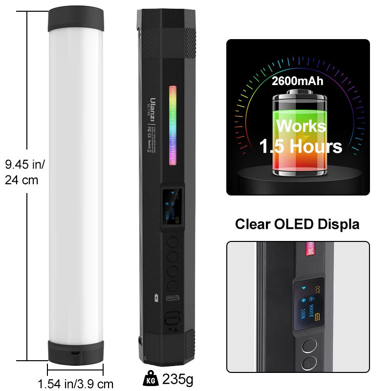 Ulanzi VL110 RGB LED Video Light Magnetic Handheld Tube Light for ...