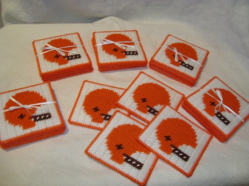 Cleveland Browns NFL Set of 4 Football Plastic Canvas Handmade Crafted ...