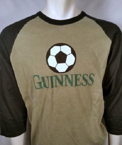 GUINNESS SOCCER FUTBOL 1759 3/4 QUARTER SLEEVE BEER IRELAND GREEN SHIRT ...