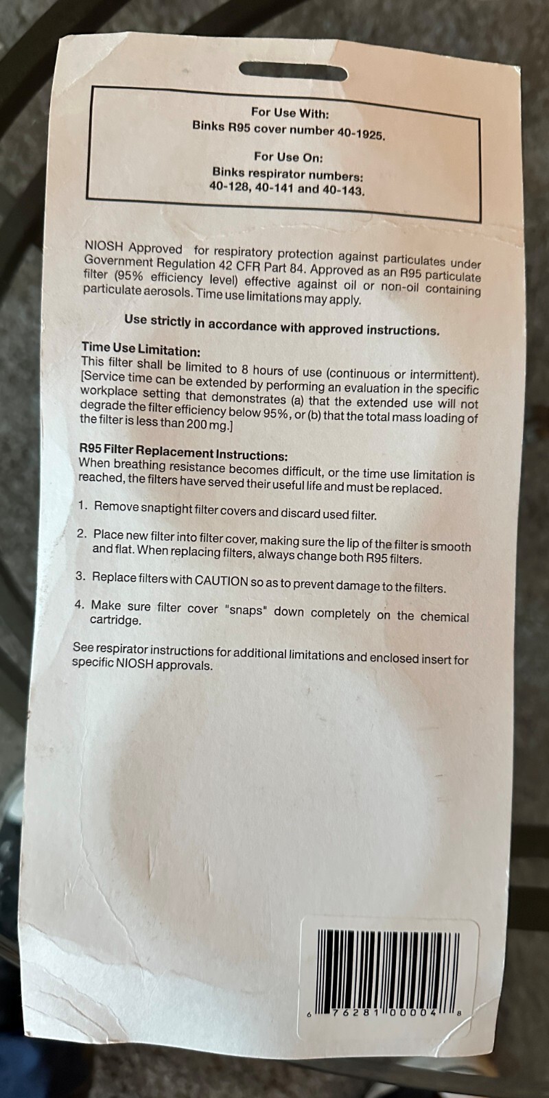 40-1924 Millennium 3000 R95 Particulate Protection Replacement Filters ...