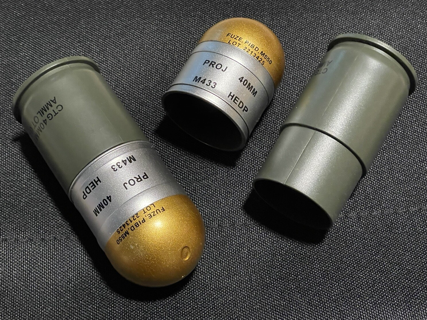 M433HE1 HEDP Toy Grenade Shell Model Tactical Prop Storage Case 3 Pack ...