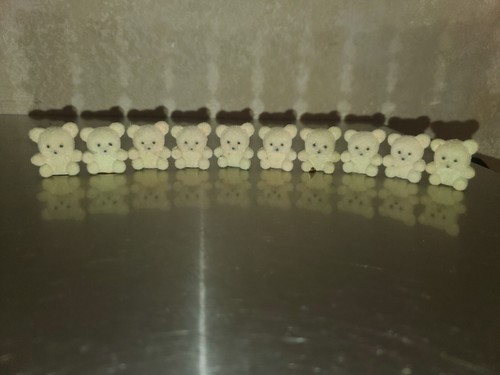Lot Of TEN (10) Vintage Miniature 1" Tall Flocked Fuzzy Teddy Bears ...