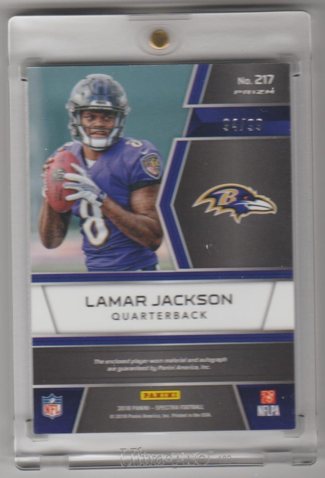 LAMAR JACKSON 2018 Panini Spectra Rookie 4 Color Patch Auto RC#217 ...