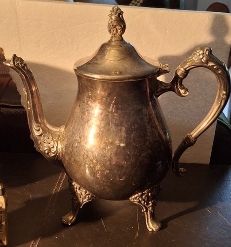 Vintage Highly Decorated Silver Plated 4 Legged Coffee Pot 22 cms Tall ...