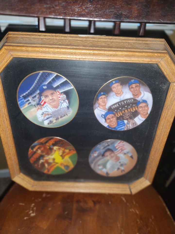Sports Impressions 4 Mini Plate Framed Collect; Ruth, Gehrig; Wagner ...