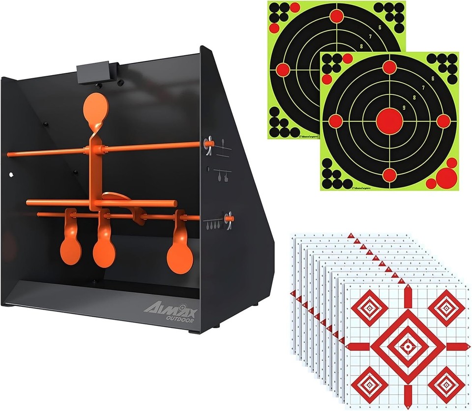 Pellet Gun Target Trap with Center Shot - 12pcs Paper Targets and 4 ...