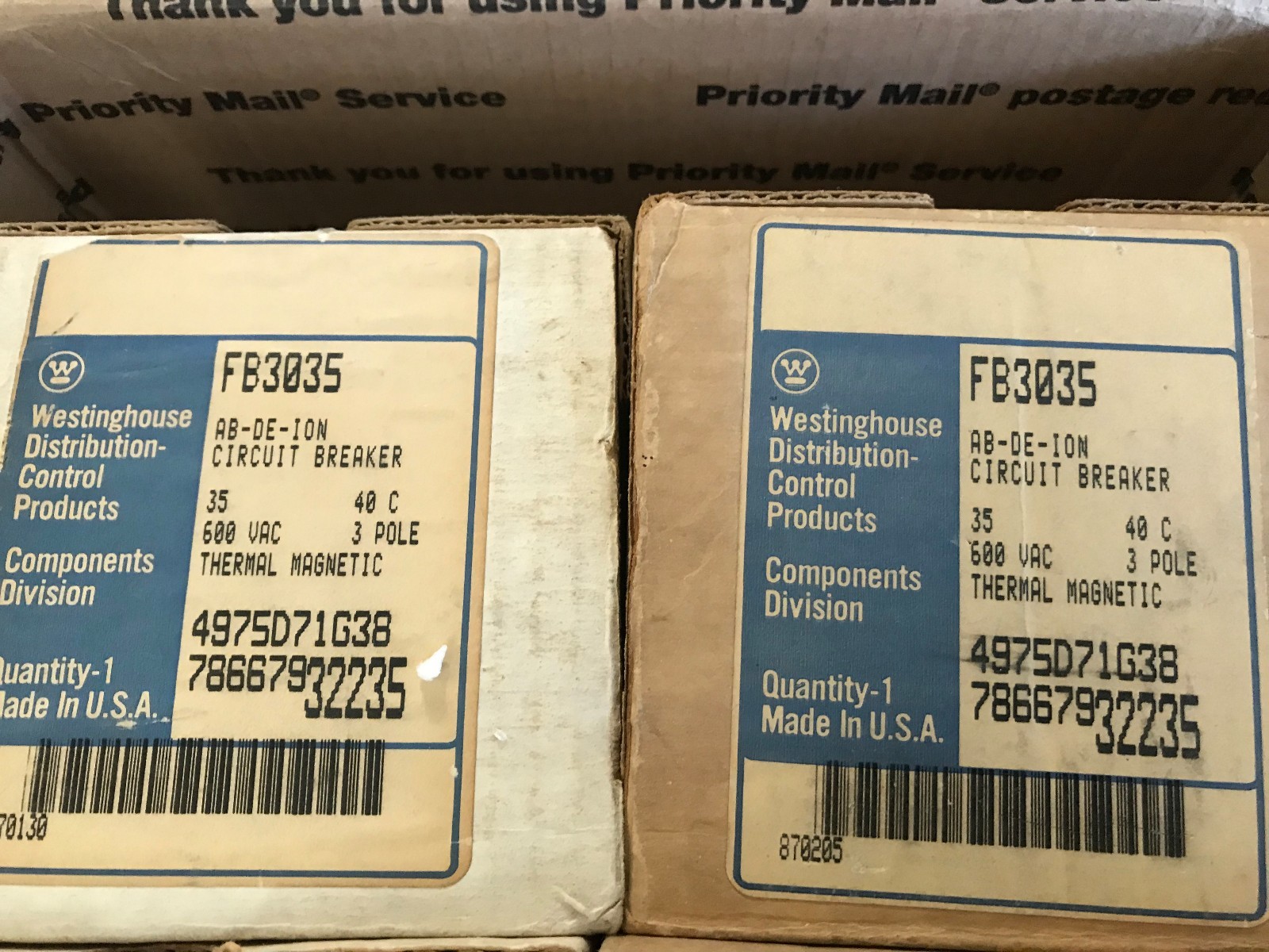 WESTINGHOUSE FB3040 AB DE-ION Circuit Breaker 40Amp 600V 3P 14K New In ...