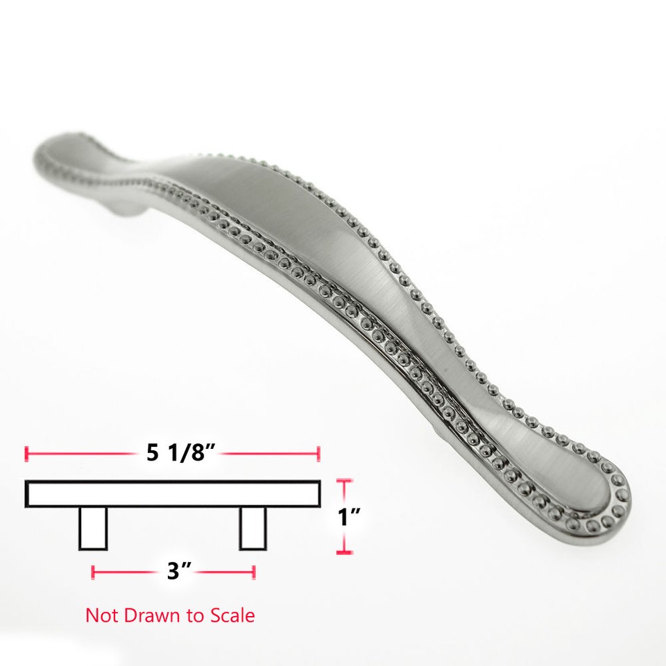 Traditional Brushed Nickel Cabinet Knob Drawer Pulls Handles Dresser ...