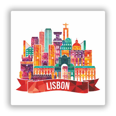 2 x Lisbon Skyline Vinyl Stickers Travel Luggage #10057Â | eBay UK