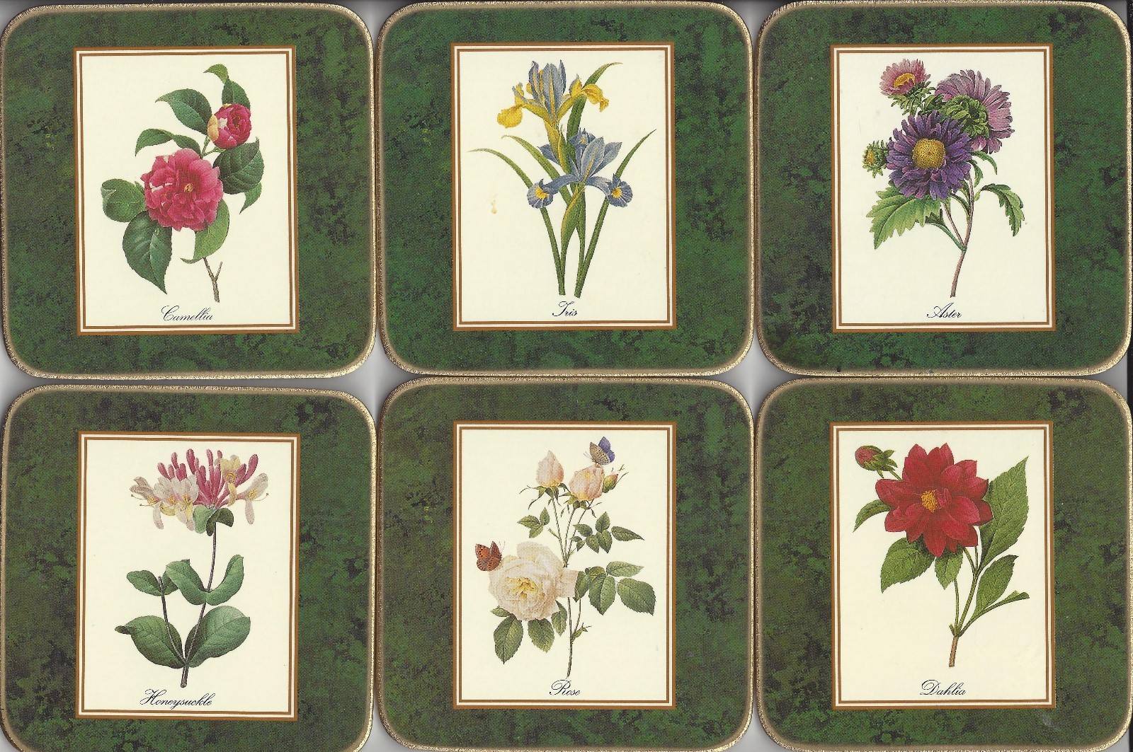 Various Flowers Glass Coasters Set of 6 | eBay