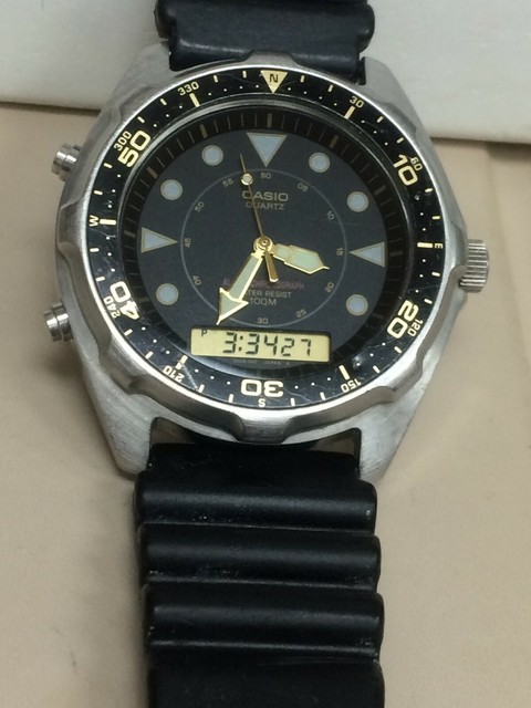 Vintage 1996 Casio Amw-320d Analog Digital 100m Diver Watch Japan ...