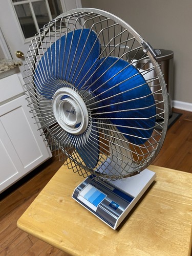 Vintage Lasko 12” Oscillating Blue Blades Desk Fan 3 Speed Type 12 ...
