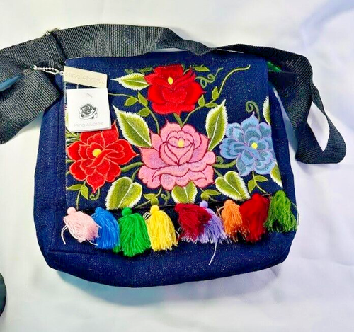 NEW Mina Alvarez Boho MEXICAN Purse BAG EMBROIDERED Red, Pink, Blue ...
