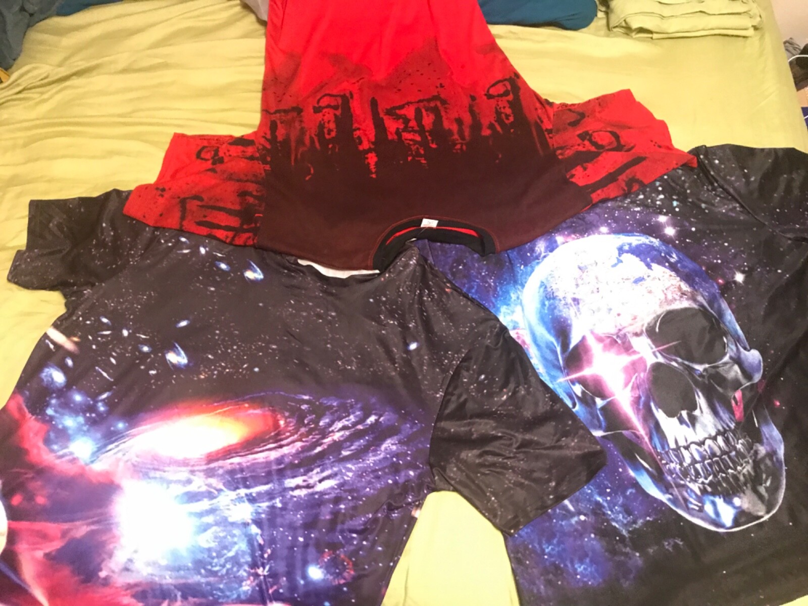 THREE MEN'S SHIRTS LOT TEE SHIRT 3D ART RAVE CLUB PARTY MUSCLE SLIM FIT ...