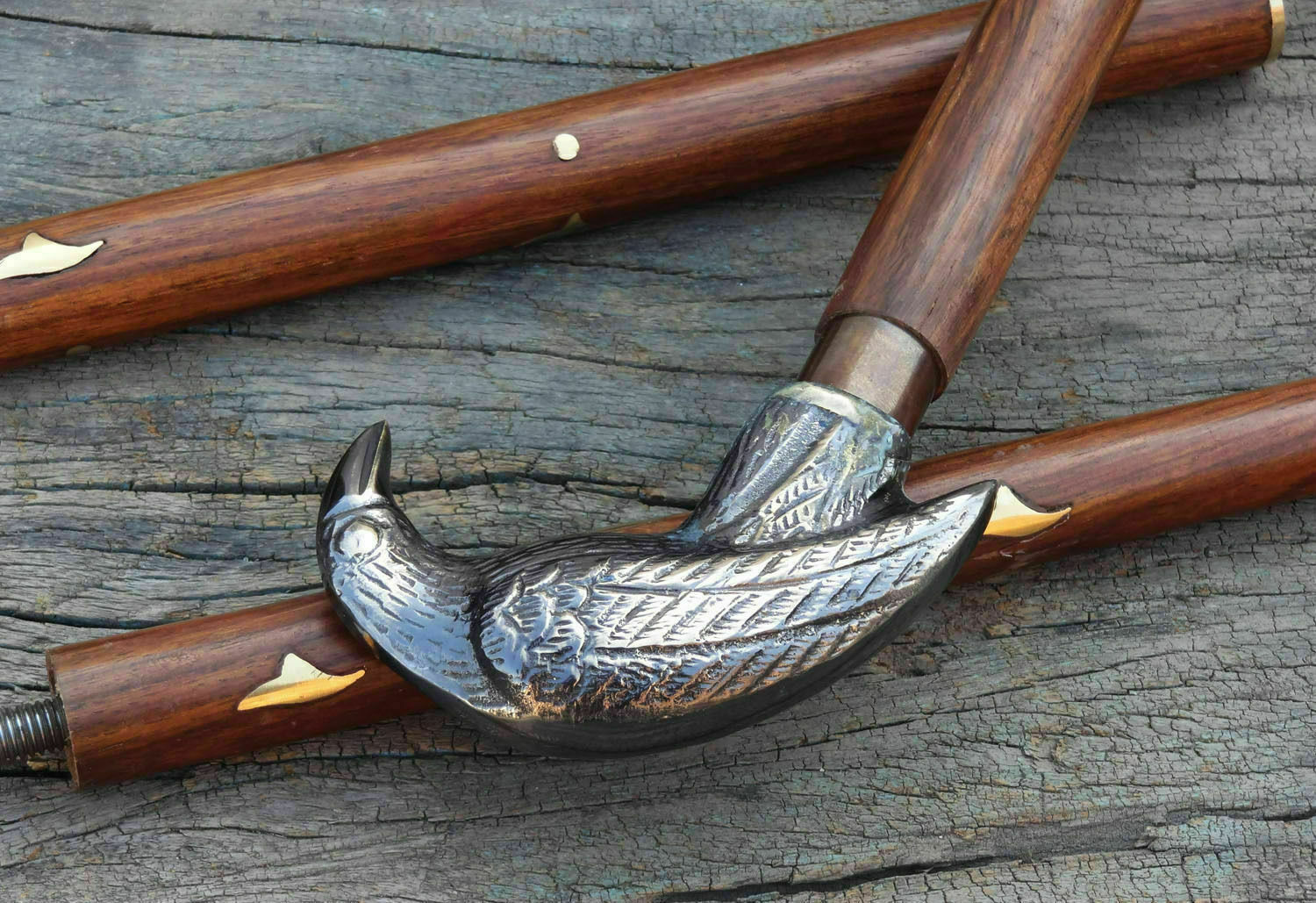 Antique Designer Brass Crow Head Handle Victorian Woo… - Gem