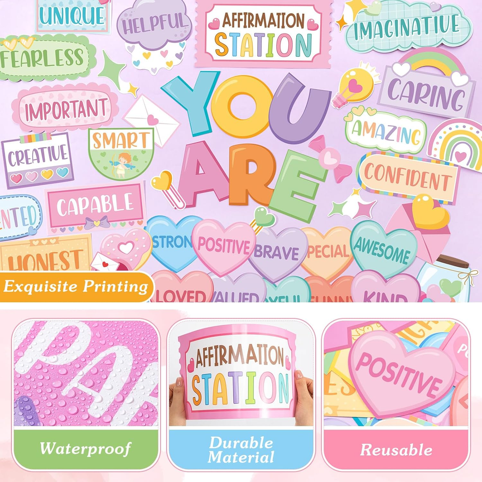 45Pcs Valentines Affirmation Station Bulletin Board Set Motivational ...