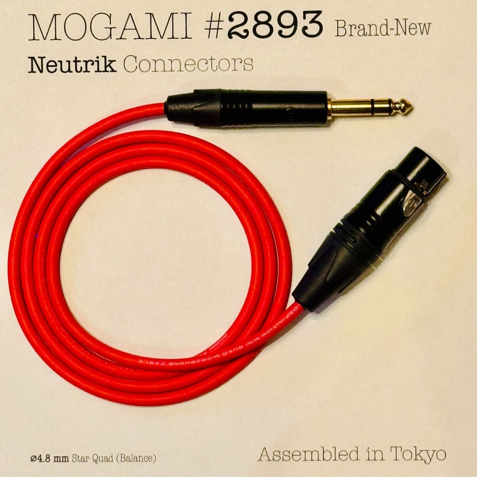 1–200 ft Mogami 2893 Flexible Quad Red | Choose Neutrik XLR/TRS | Bulk ...
