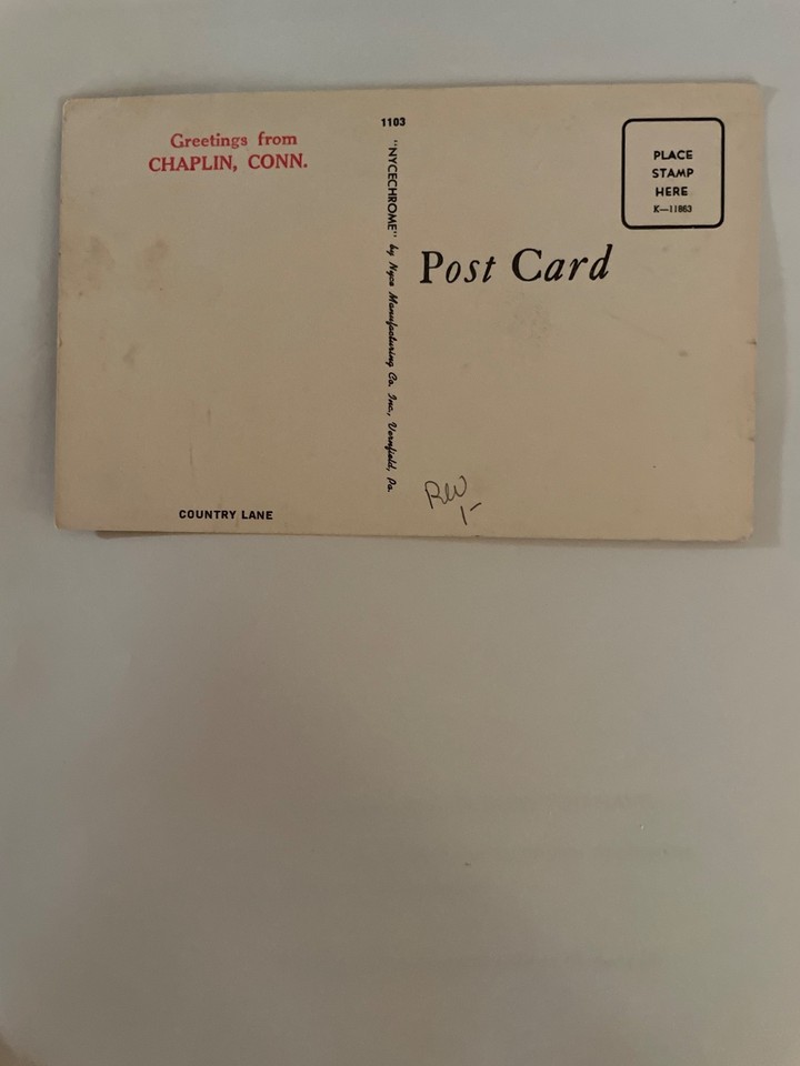 postcard greetings from Chaplin Connecticut | eBay