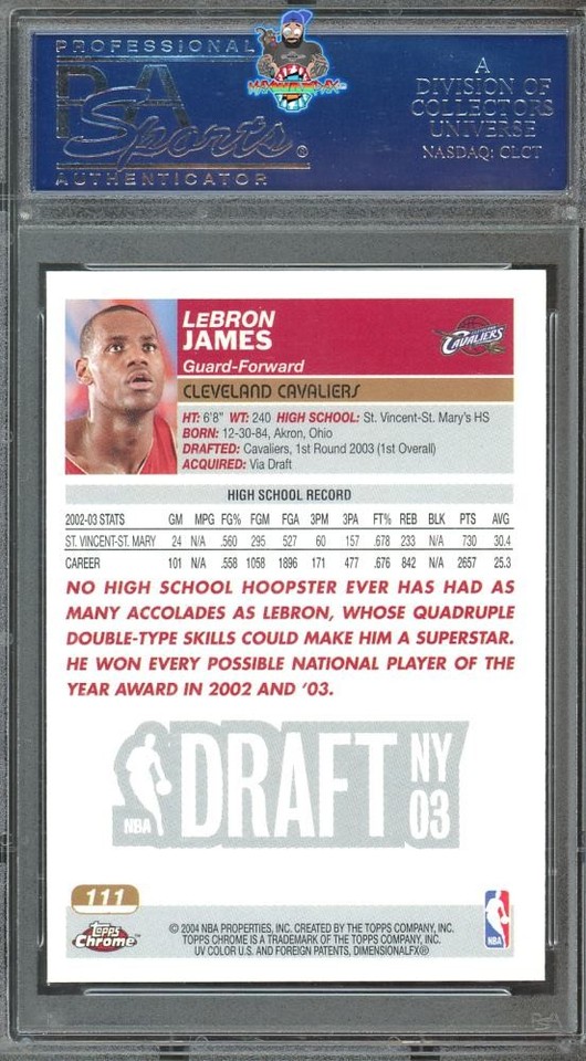 2003 LeBron James BGS Authentic Topps Chrome Luke the Cardist #111 | eBay