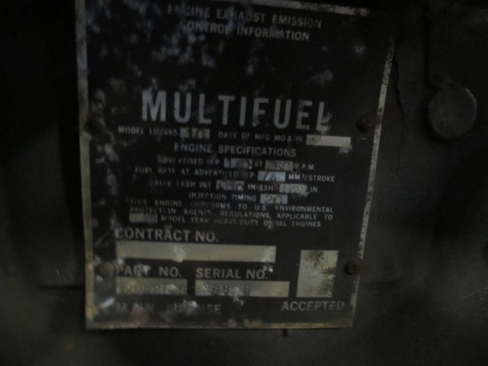 LDT 465-C Multifuel Diesel engine Military Surplus MULTI FUEL stuck up ...